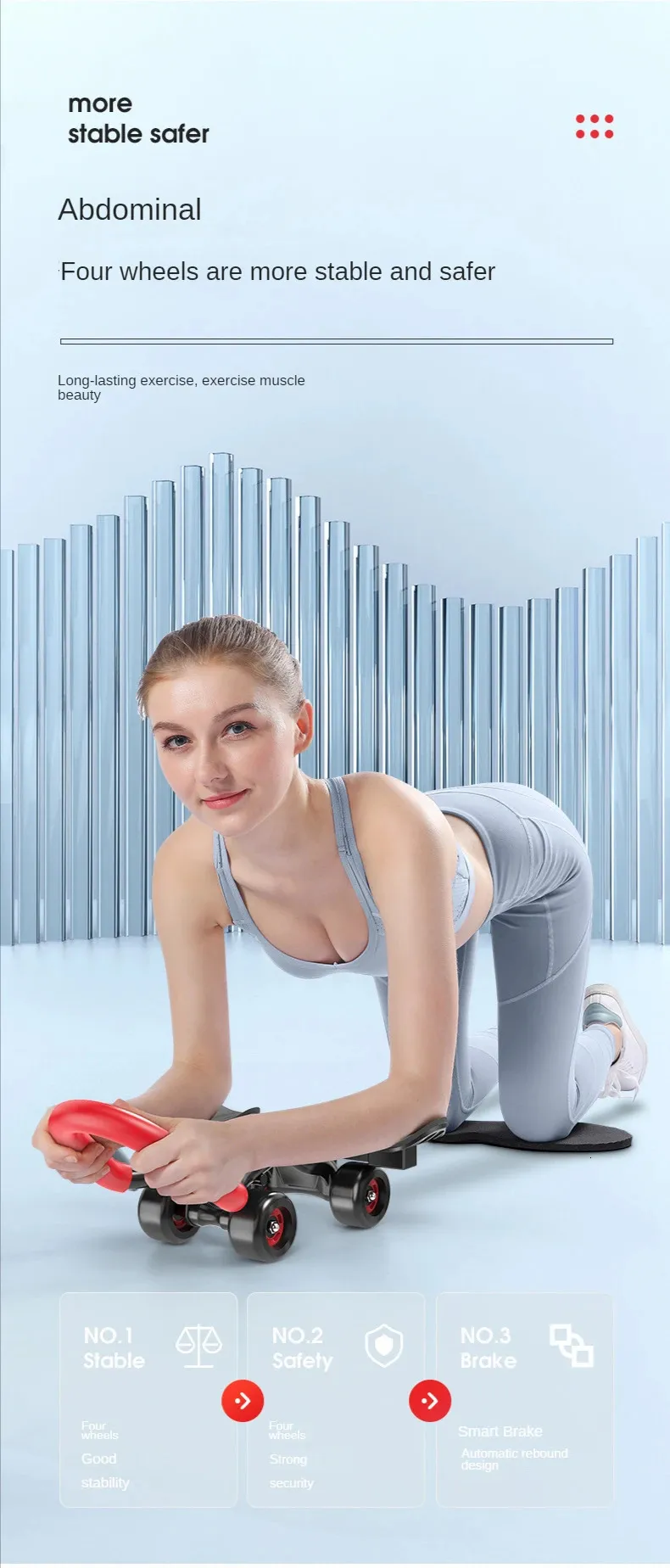 4 Wheel Non Slip Sit Up Board Exercises For Abdominal And Waist ...