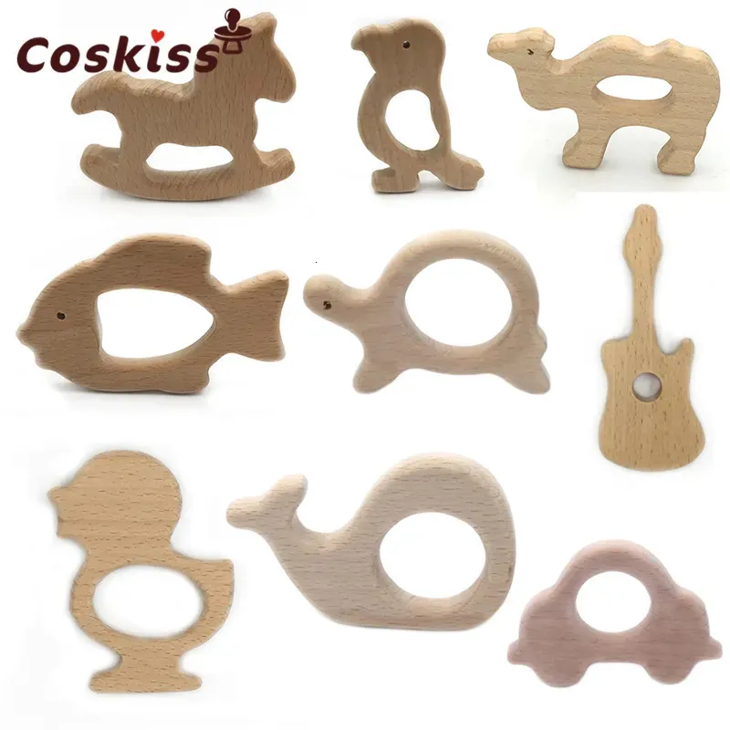 DHgate.com:10pcs Wooden Animal Shape Teether, Handmade Baby Teething ...