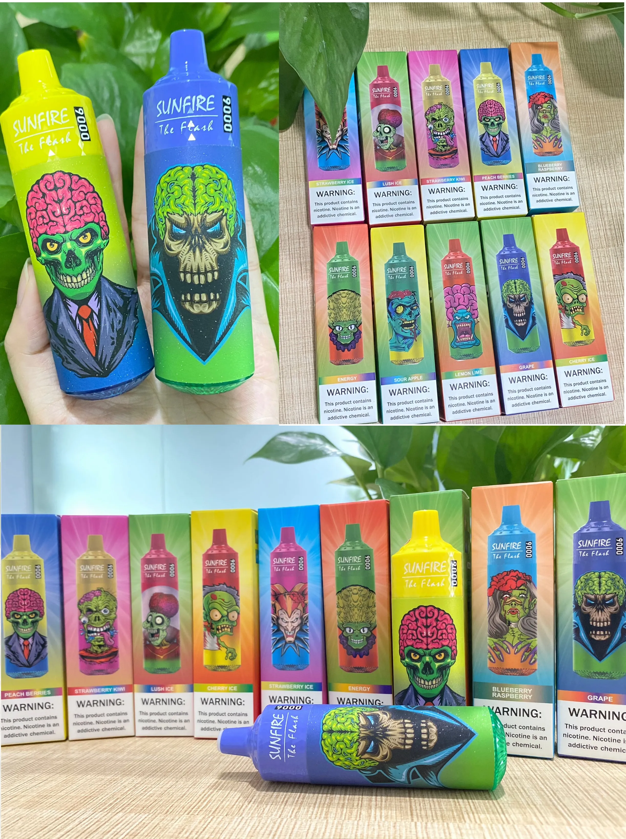 Original 9000 Puff Vapen Sunfire E Cigarettes Puff 9K Airflow 0% 2% 5% ...