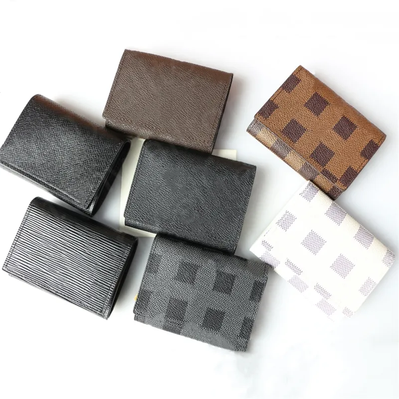 DHgate.com:Brown Checkered Leather Credit Card Holder Wallet Coin Pack ...