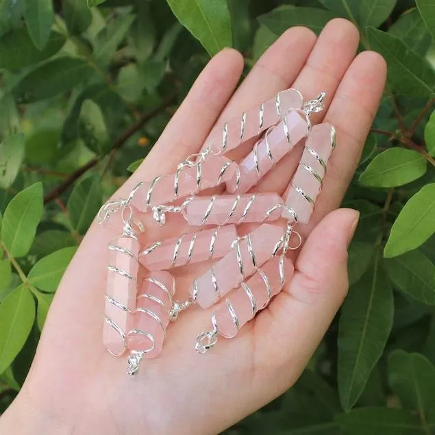 DHgate.com:Hexagonal Rose Quartz Pointed Pendulum Necklace: Pink ...