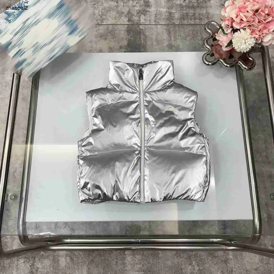 Infant Down Vest: Stylish Shiny Silver Sleeveless Jacket For Kids ...