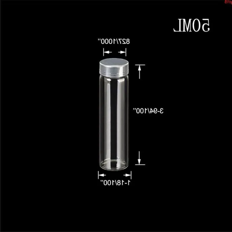 50ml DIY Düğün Hediyesi El Sanatları Kavanozlar Şişeler Alüminyum Vida Gümüş Kapağı Dilek Cam ...