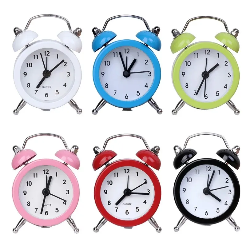 Cute Mini Alarm Clock - Portable Round Desk Clock, Battery Operated ...