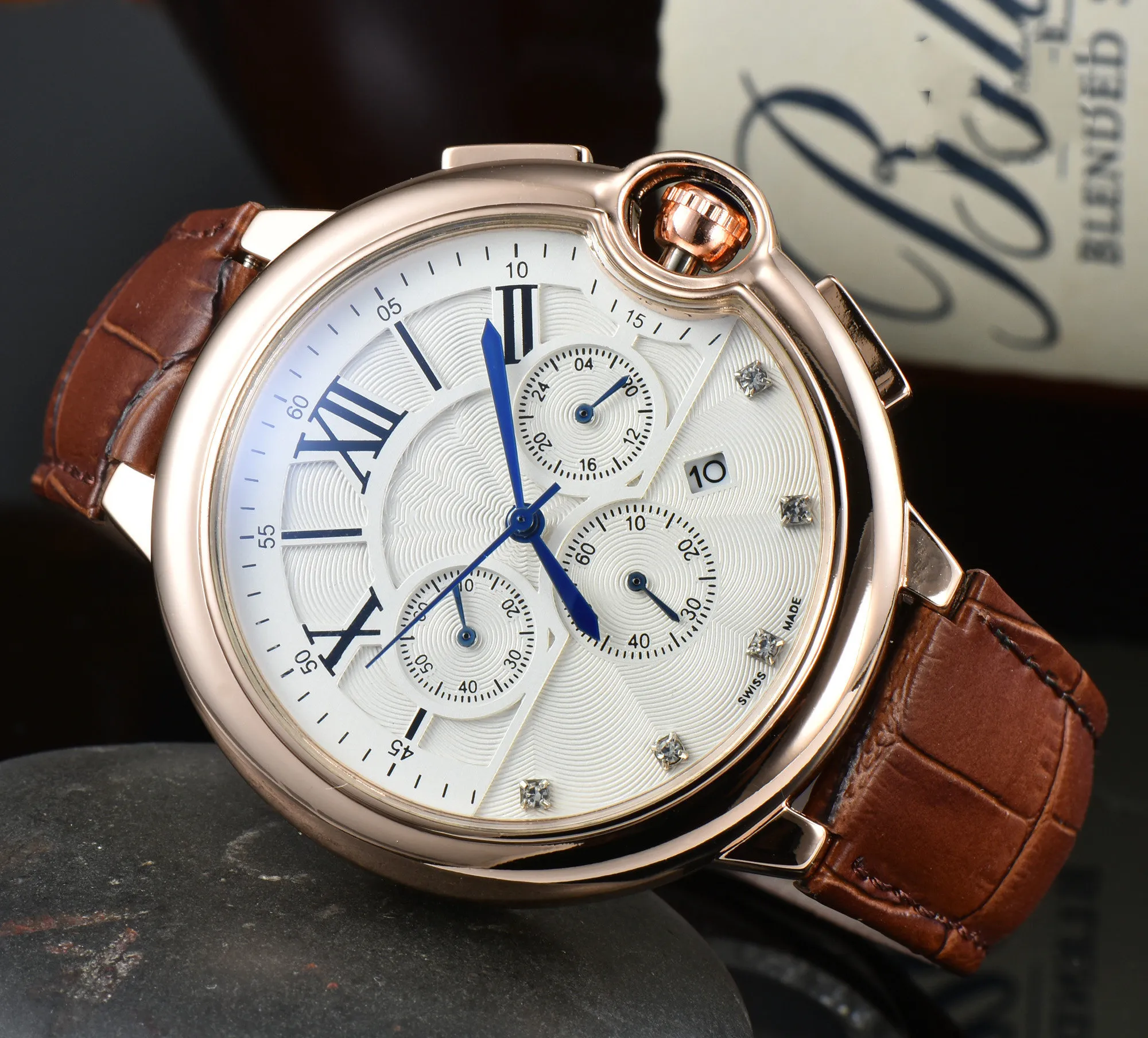 Luxury Blue Balloon Quartz Watch with Stainless Steel Band 3.5 cm Dial ...