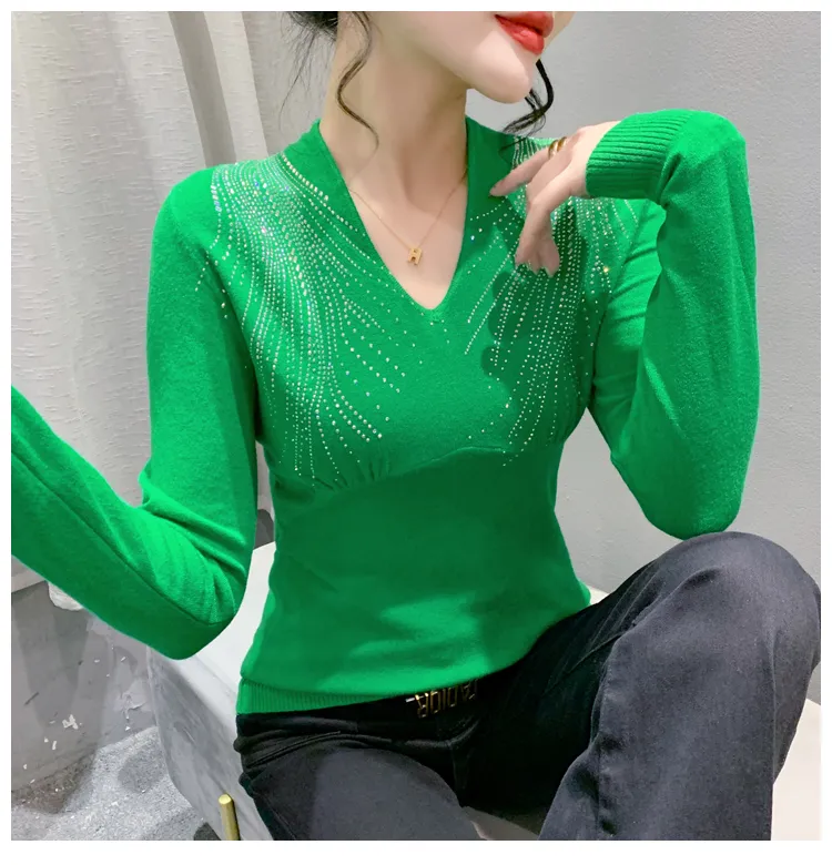 V-Neck Knitted Sweater: Chic, Sexy & Soft Long Sleeve - Shop Now! from ...