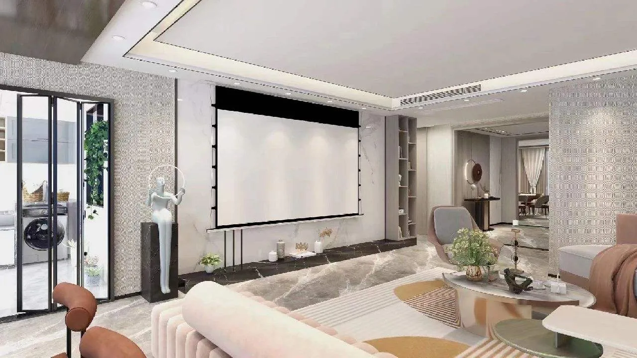 Concealed In Ceiling 150 Electric Tab Tensioned Projector Screen For ...