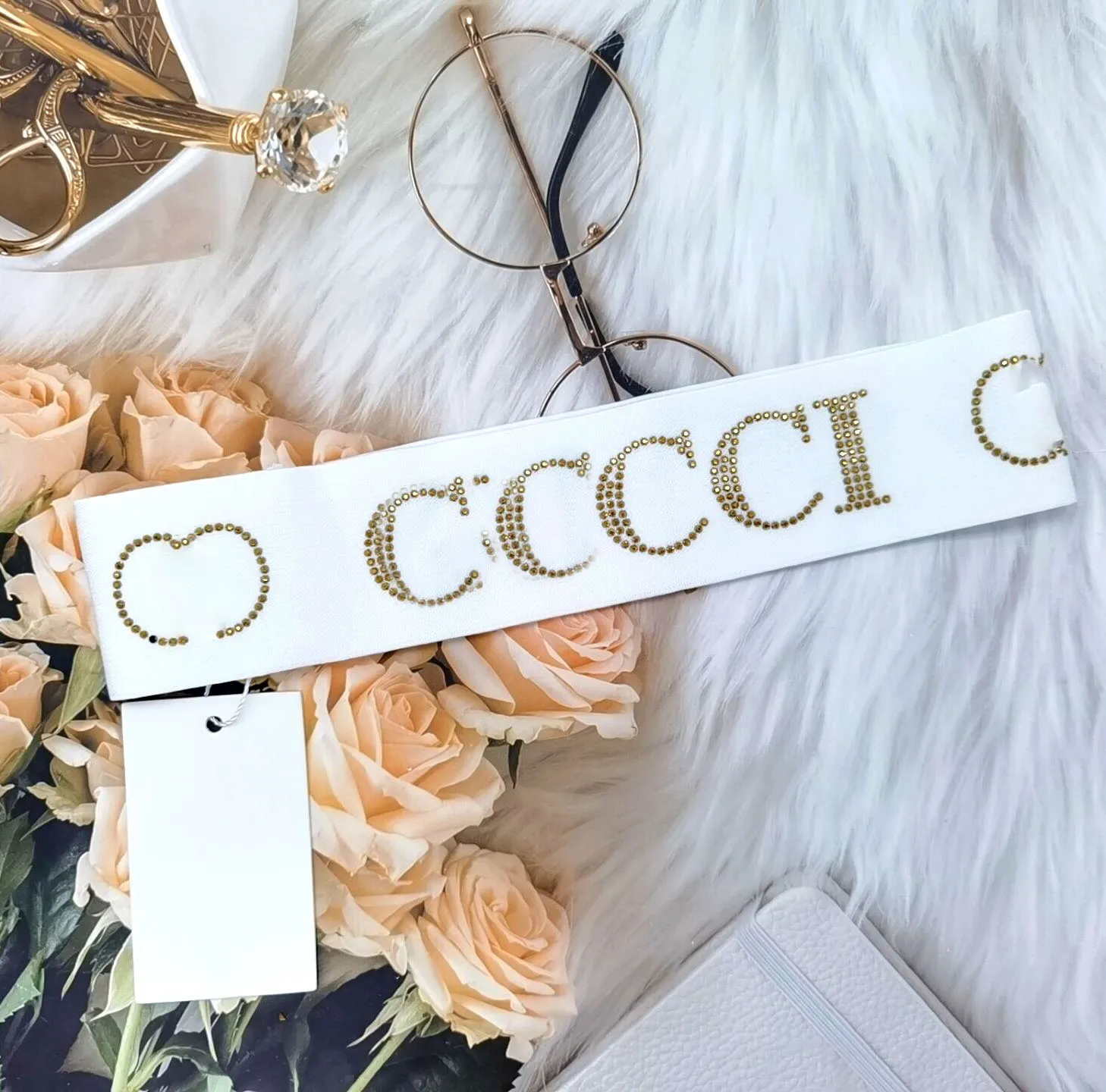 Luxury Designer Embellished Headband For Women Letter Print Elastic ...