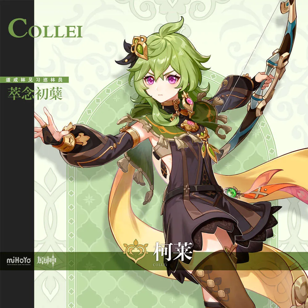 Genshin Impact Collei Cosplay Costume Green شعر مستعار ، 2024 Sumeru ...