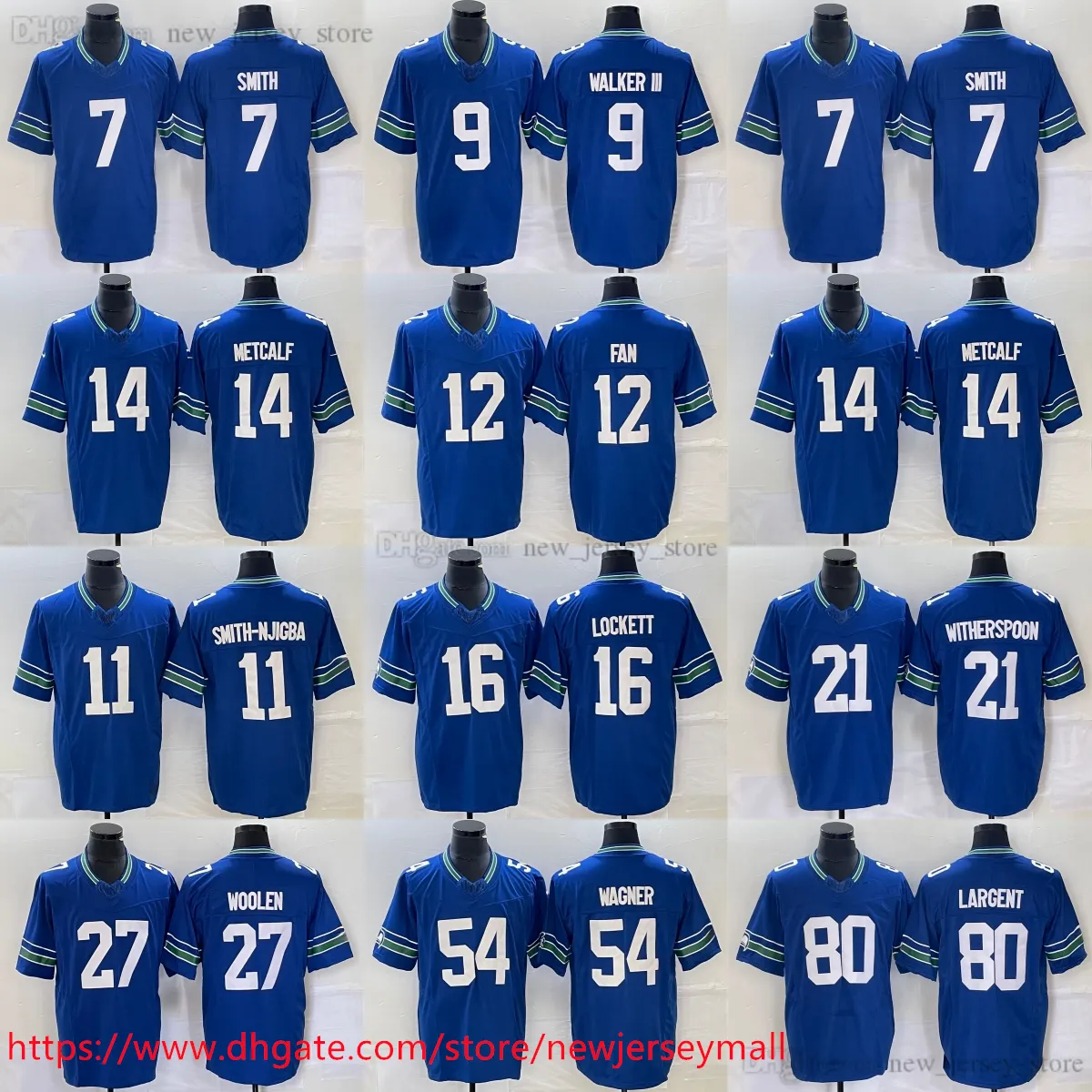 Filme 2023 24 Novo S 6XL Football Wear Jerseys Costurado 7 GenoSmith 14 DKMetcalf TylerLockett ...