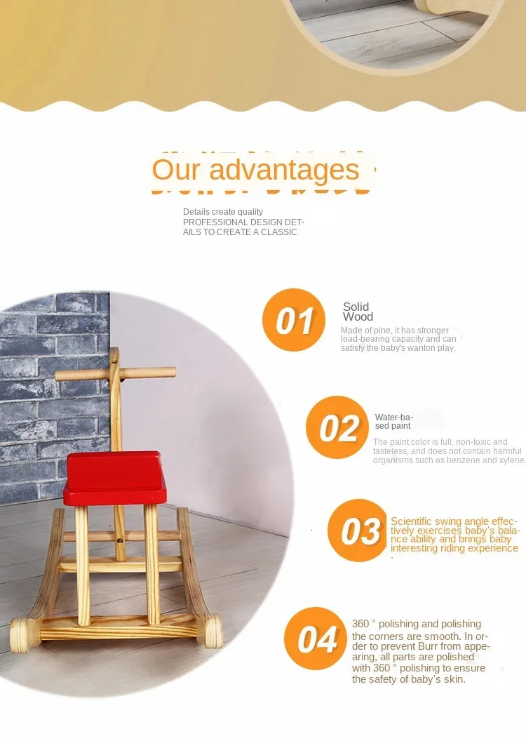 Solid Wood Trojan Childs Wooden Rocking Chair For Kids Perfect Baby ...