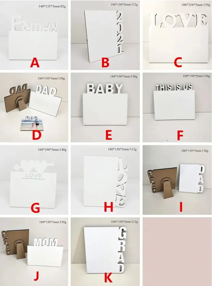Simple White MDF Sublimation Blank Photo Frame With Wooden Lettering ...