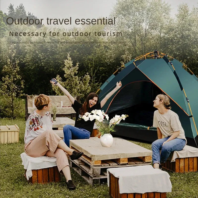 Automatic Inflatable Camping Tent 3-4 Person Two-Layer Instant Setup ...