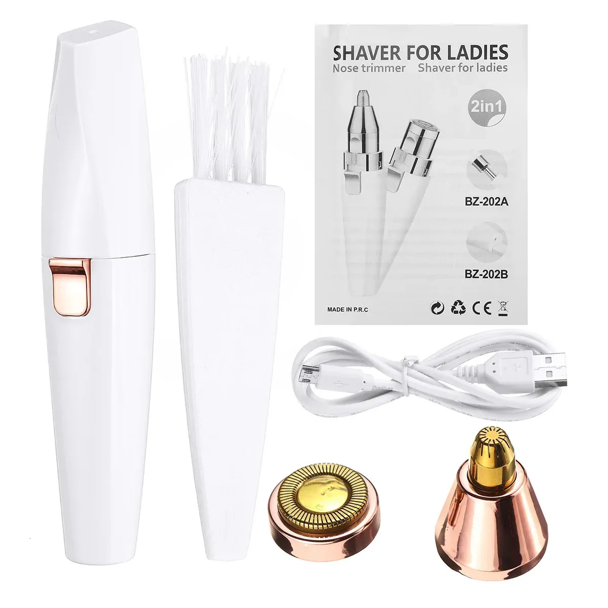 Professional 2 In 1 Painless Eyebrow Trimmer And Lipstick Lady Epilator ...