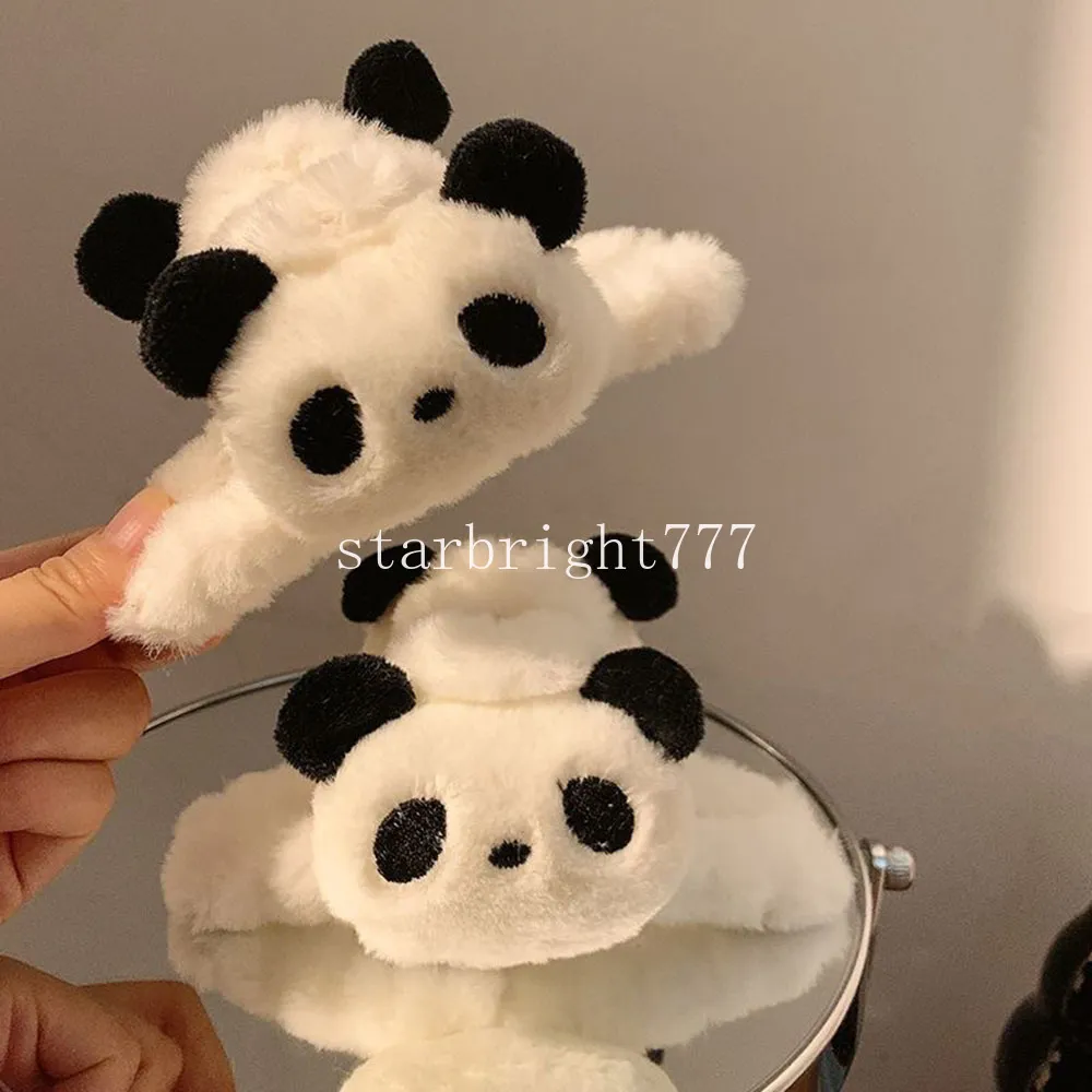 Cute Panda Hair Claw Clip - Plush Animal Hair Clip, Fluffy Cartoon Crab ...