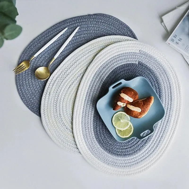 DHgate.com:Oval Knitted Cotton Linen Placemats and Coasters, Solid ...