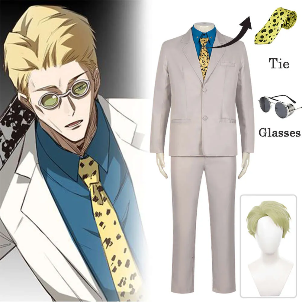 Mens Jujutsu Kaisen Nanami Kento Cosplay Costume Set With Wig Tie And Tuxedo Pants Perfect