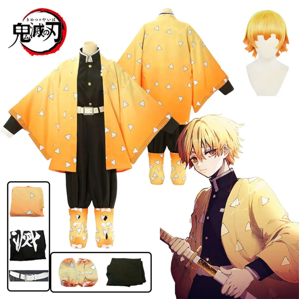 Demon Slayer Kimetsu No Yaiba Agatsuma Zenitsu Cosplay Costume For Kids ...