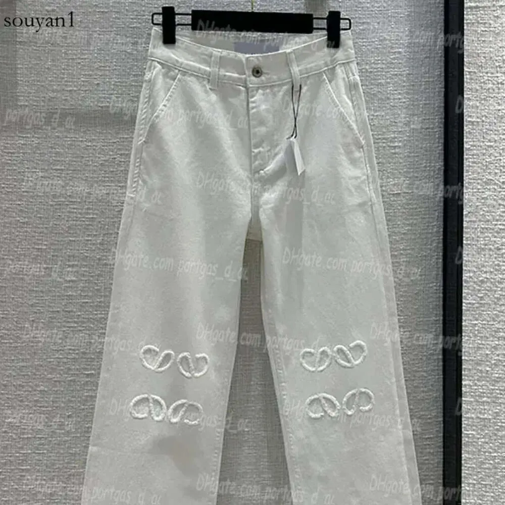 Embroidered White Jeans: Fashionable Women's Street Style Straight ...