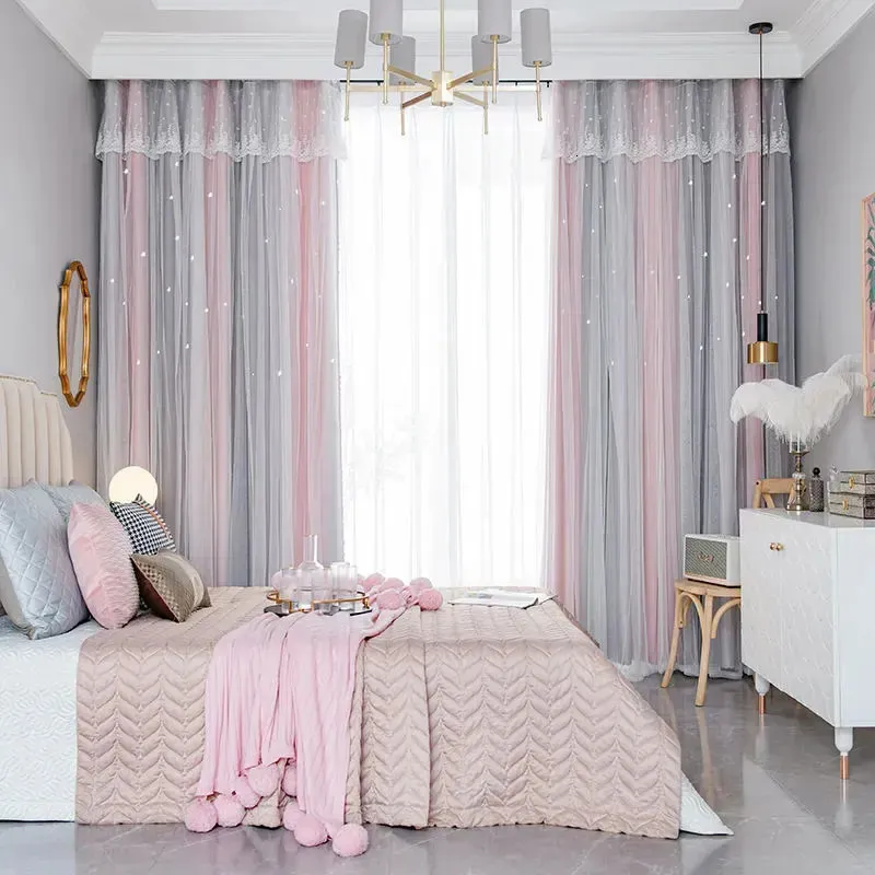 MIDSUM Gradient Shiny Tulle Roman Curtains, Double Layer Blackout ...