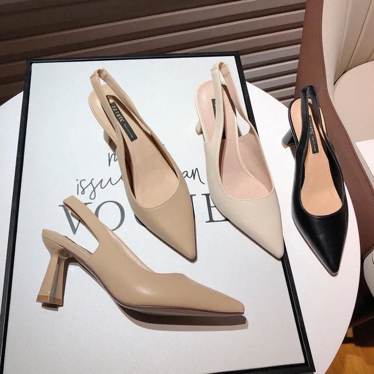 Black Beige Naked French Pointed Dress Shoes Womens... From Ogmine, $25 ...