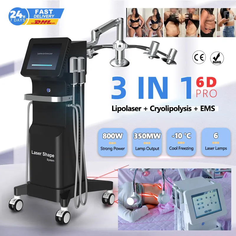CE Approved 6D Lipolaser Slimming Machine 3 In 1 Fat Loss Cryolipolysis ...