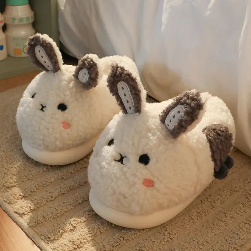 Cute Bunny Slippers for Women - Warm Plush Indoor Fur Slippers, Soft ...