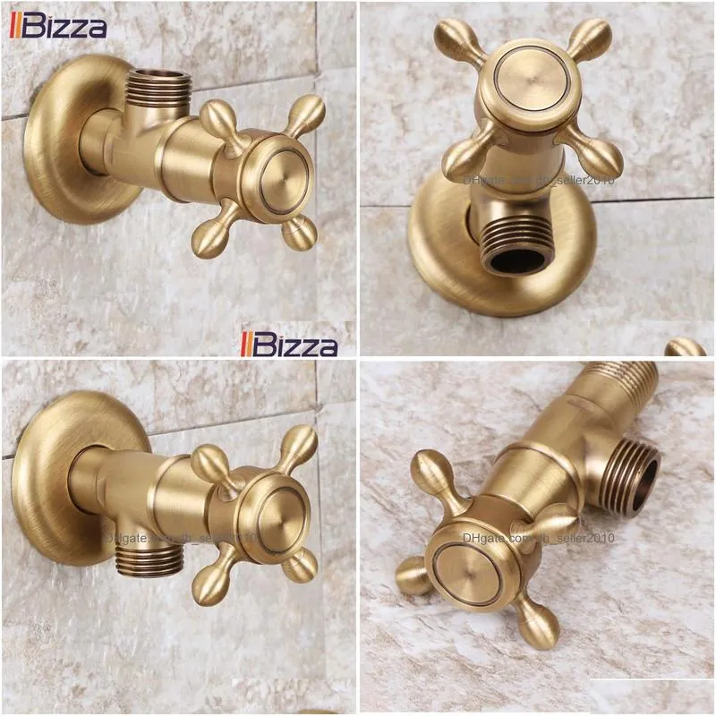 Antique Brass Bathroom Faucets Angle Valve Triangle Water Control ...