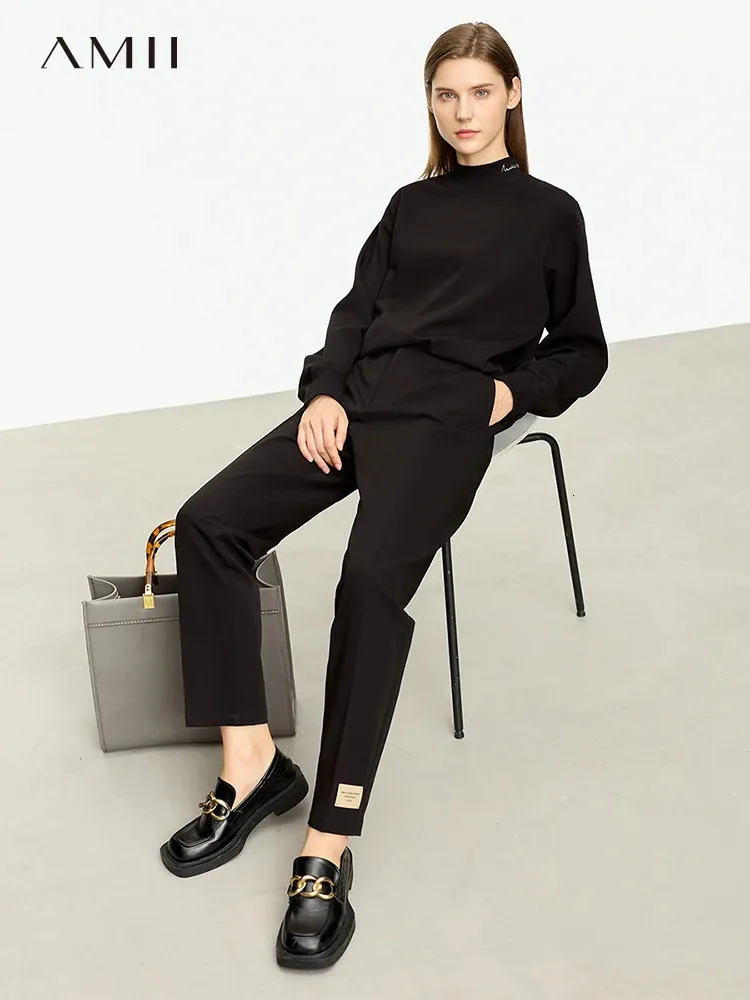 AMII Minimalist Mercier Tracksuit Grey Womens Set Long Sleeve Loose ...