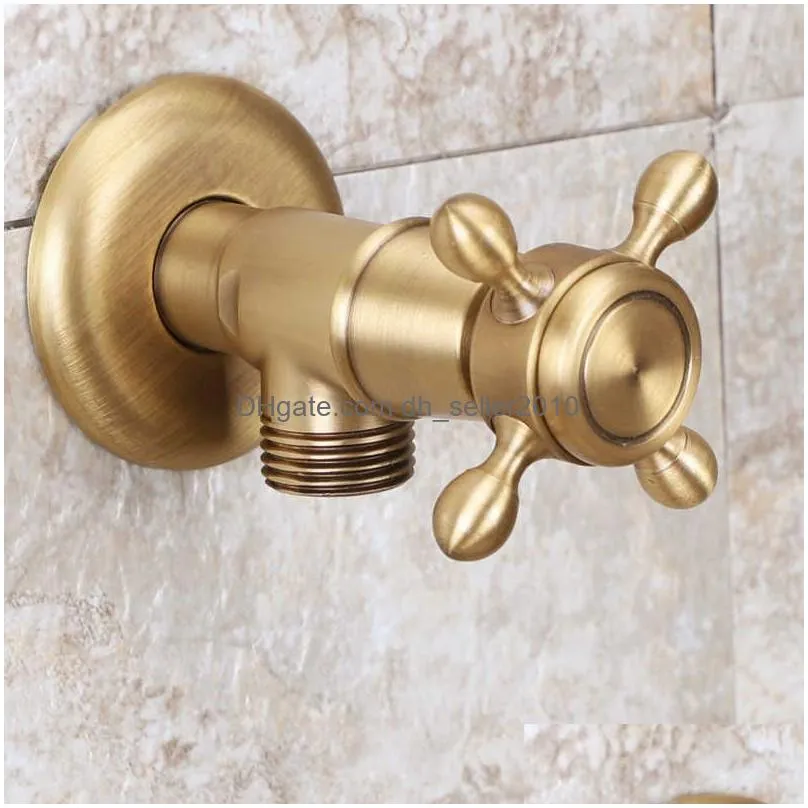 Antique Brass Bathroom Faucets Angle Valve Triangle Water Control ...