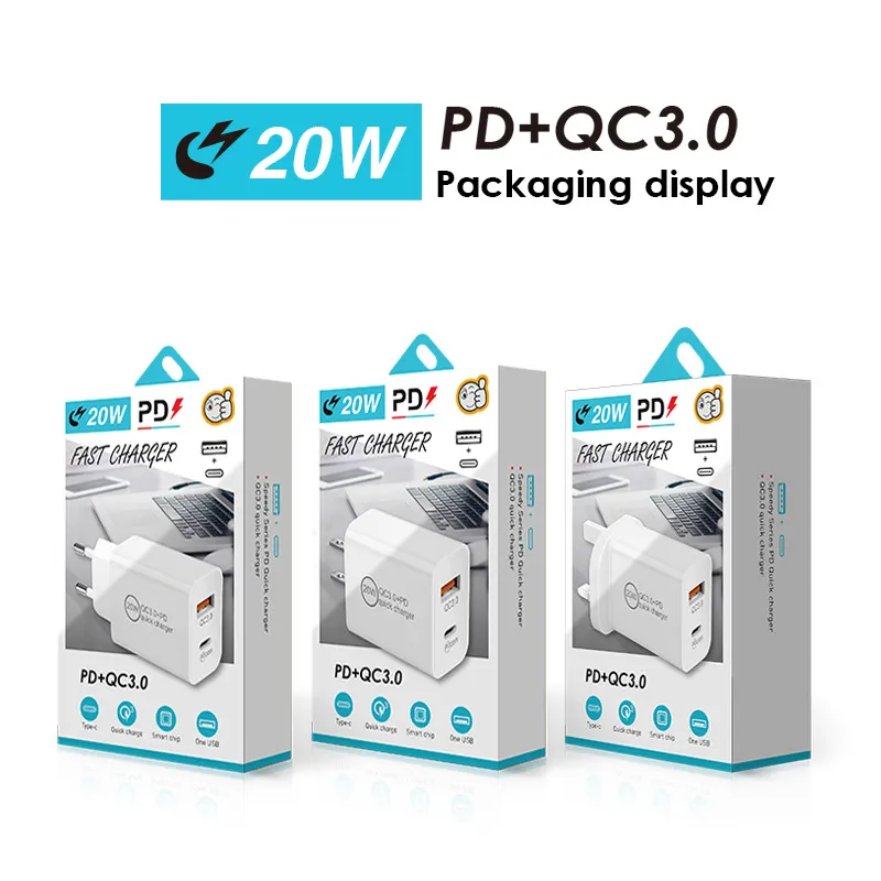 USB + Type C 20W PD Wall Charger Car Charger Adapter Real 20W PD Fast ...