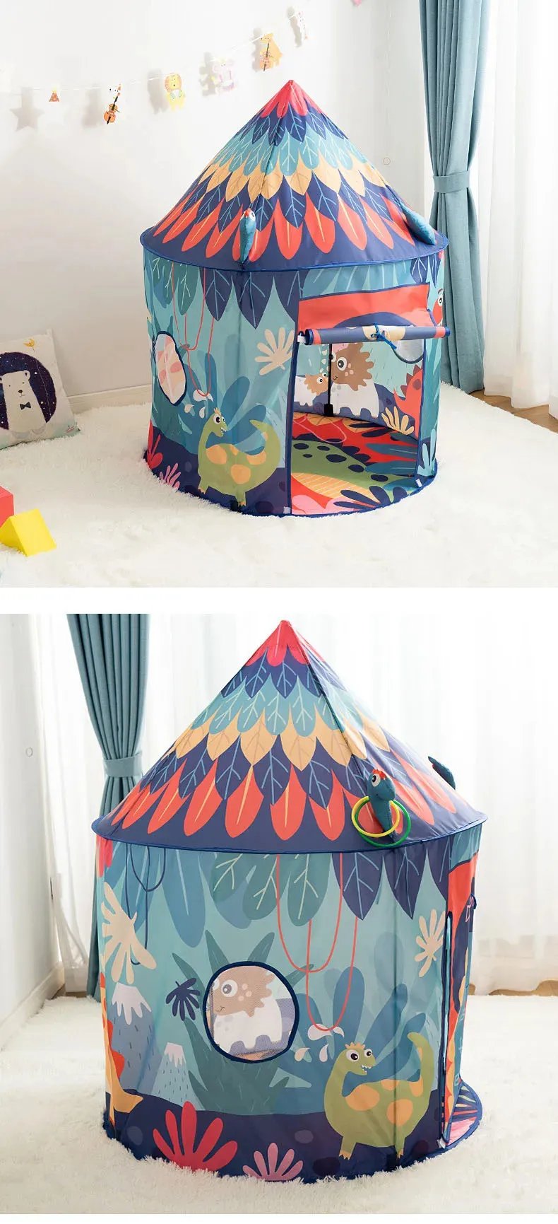 Dinosaur Play Tent for Kids - Foldable Indoor Tent, Portable Baby Play ...