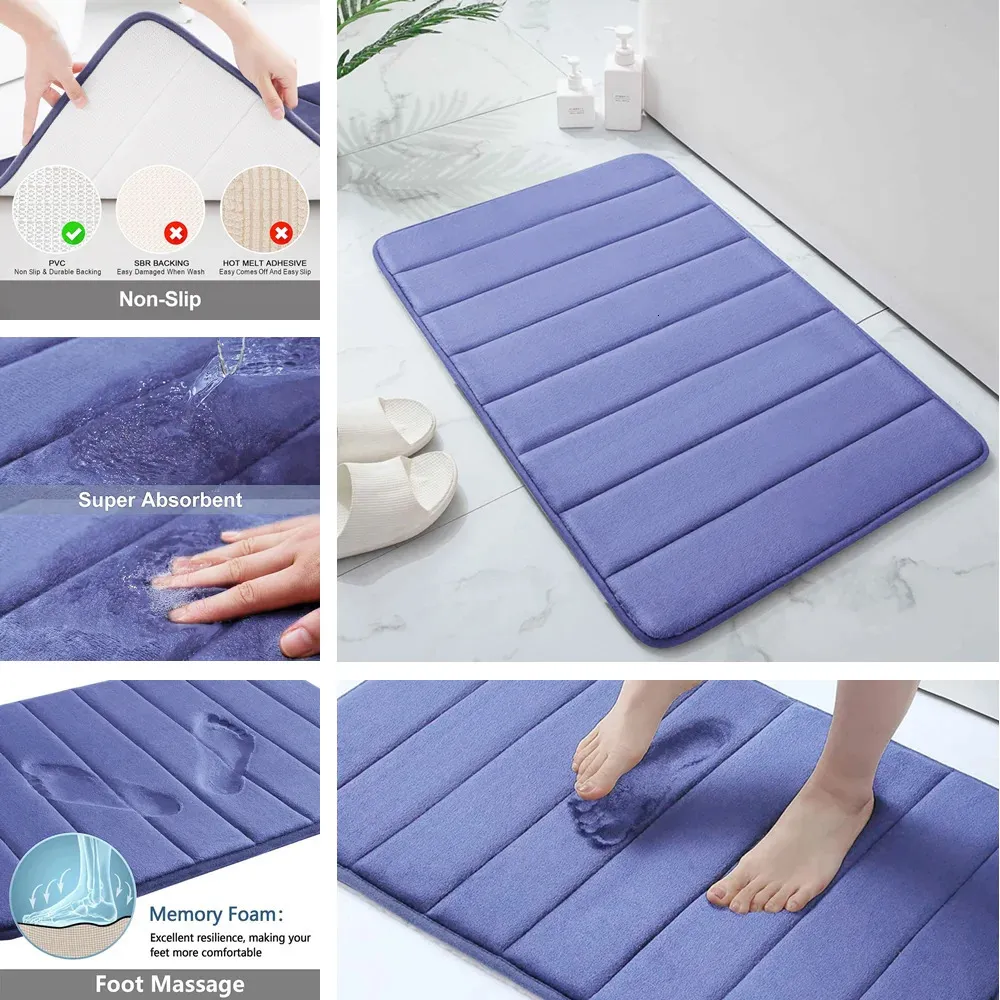 Bath Mats Memory Foam Non-Slip Bathroom Rug Absorbent Floor Mat for ...