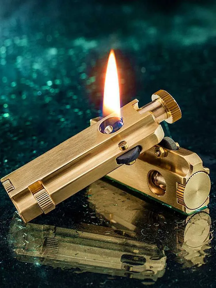 Lighters Heavy Armor Brass Kerosene Lighter Manual Gutter Three Sided ...
