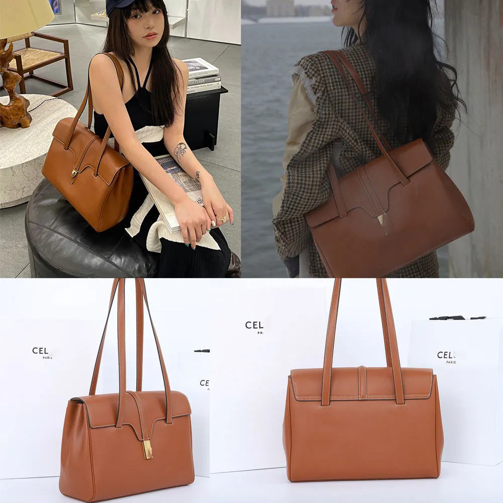 Lisa Designer Tan Leather Shoulder Bag Simple And Versatile Fashion ...