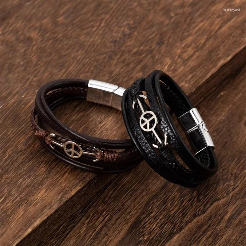 Mens leather charm bracelet store