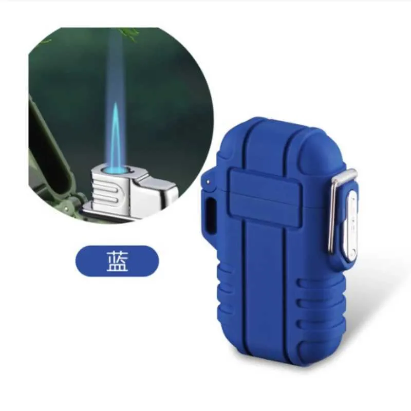 Lighters Explosive Outdoor Waterproof Inflatable Windproof Lighter Blue ...