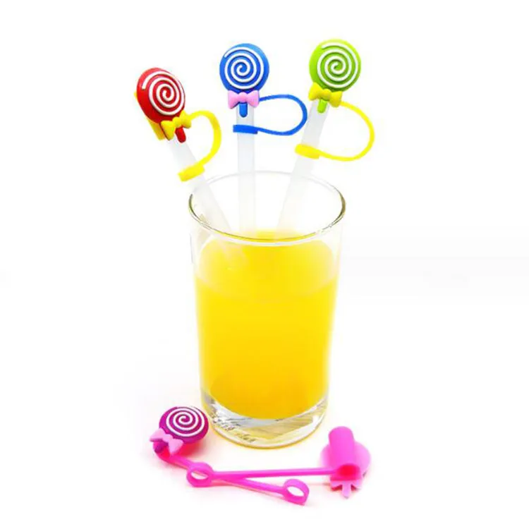 Vibrant Flowers & Fruits Straw Toppers: Soft Rubber Charms For Drink ...