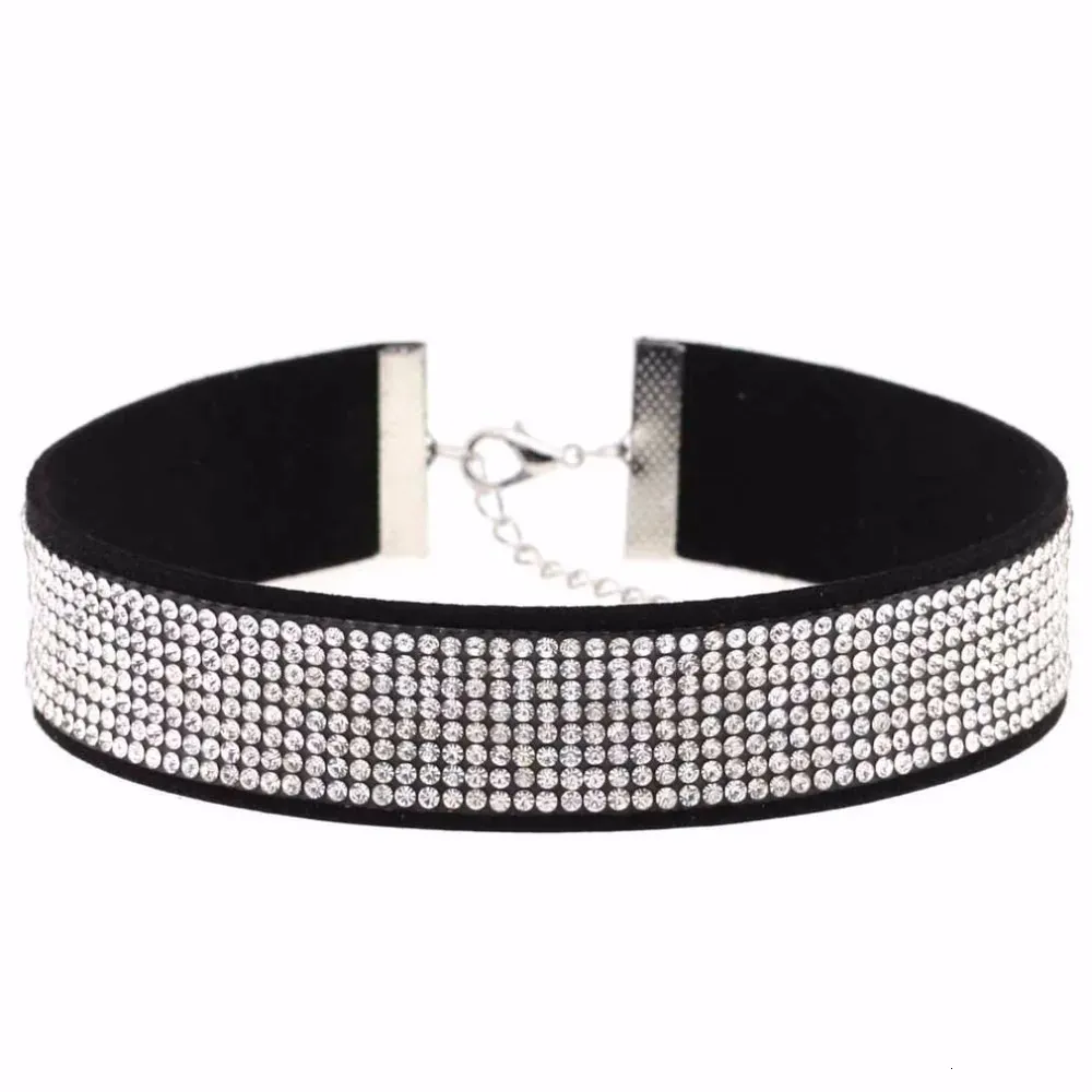 Chokers Harajuku Choker Necklace Women Crystal PU Leather Chocker ...