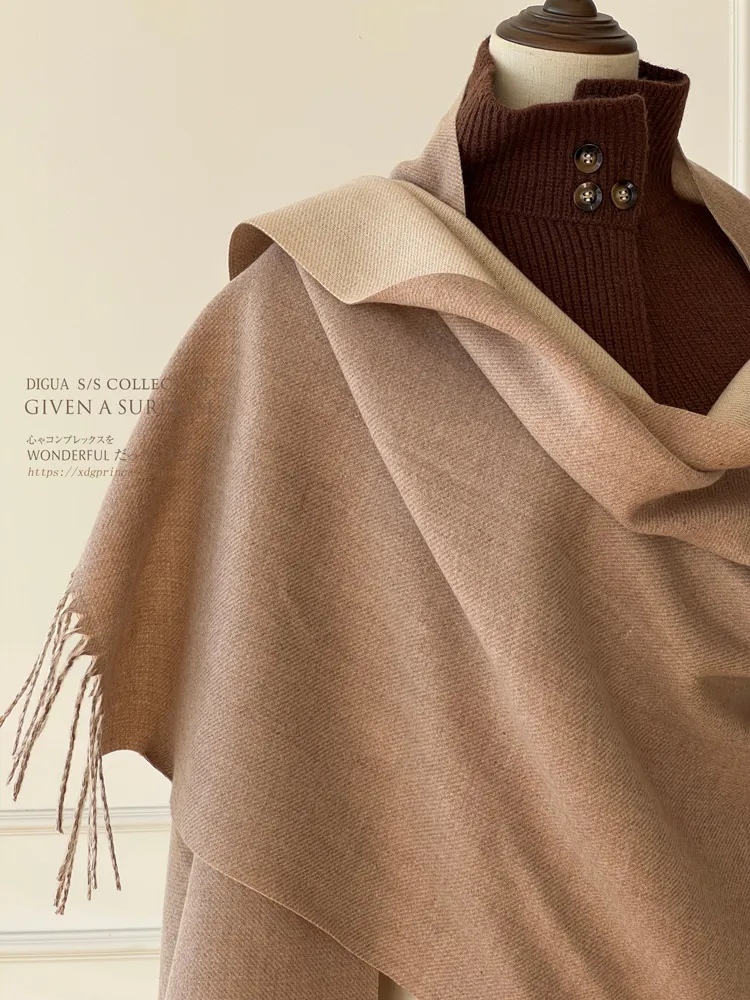 Elegant Women's Cashmere Feel Scarf - Double Sided Solid Color Shawl ...