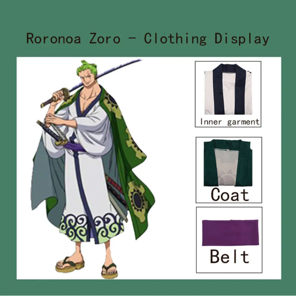 Costume De Cosplay Anime Roronoa Zoro, Robe Kimono De Pays Wano Kuni ...