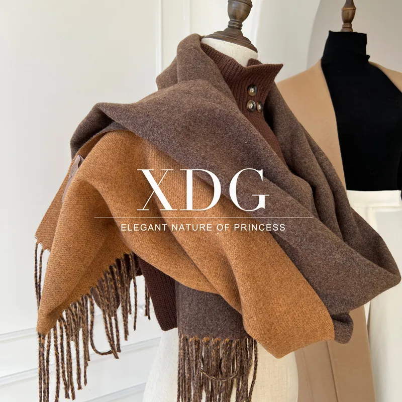 Elegant Women's Cashmere Feel Scarf - Double Sided Solid Color Shawl ...