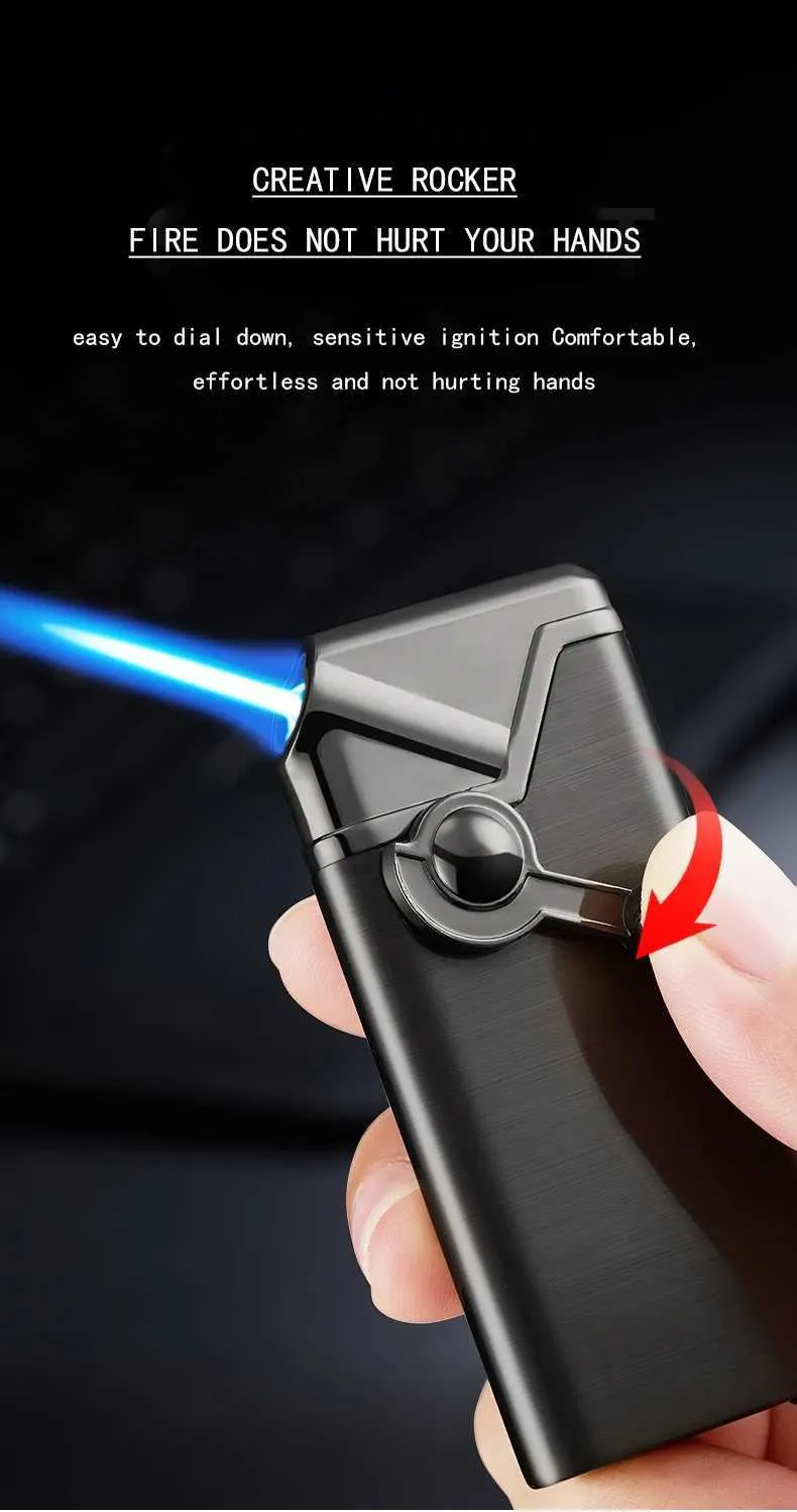 Lighters Mens Oblique Fire Mouth Ignition Windproof Metal Lighter ...