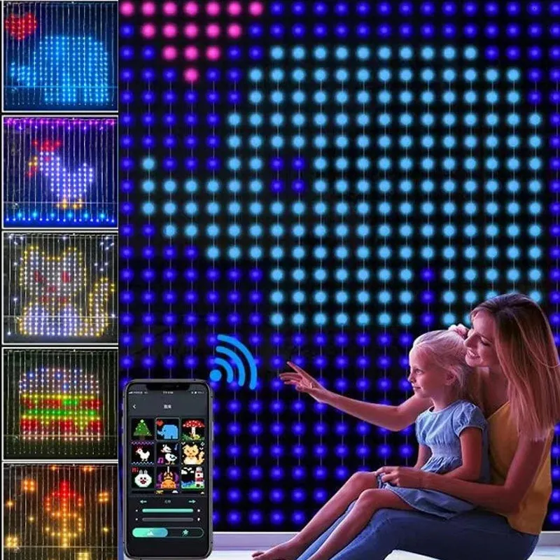 Curtain String Lights: Dream Color Programmable LED Window Fairy Lights ...