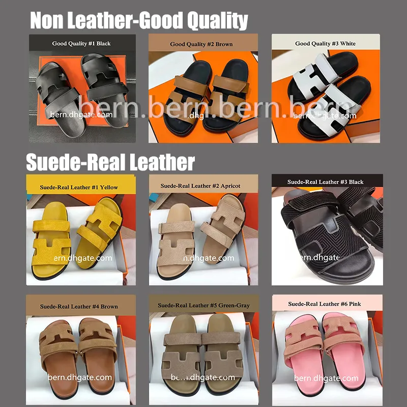 Suede Leather & Non Leather Flat Slippers Slides Sandals For Women Men ...