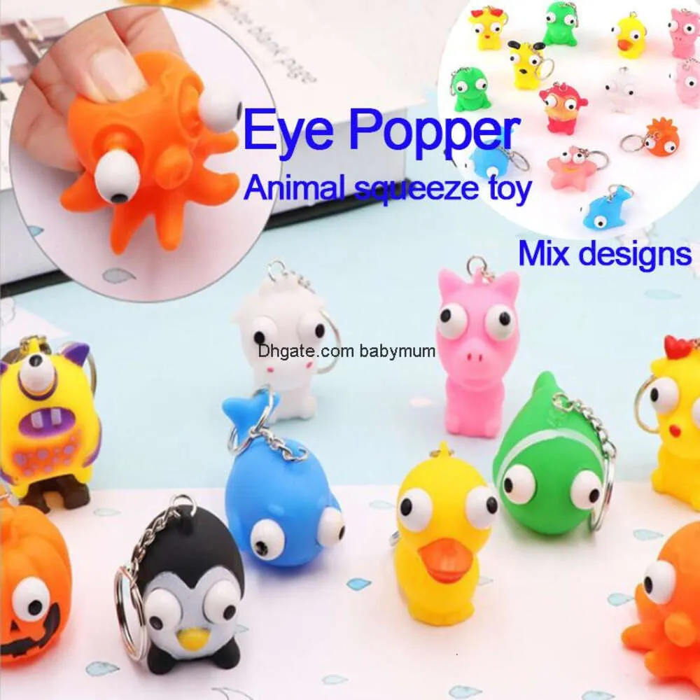 Eye Popper Animal Squeeze Toy Keychain PVC Stress Relief Toys For Kids ...