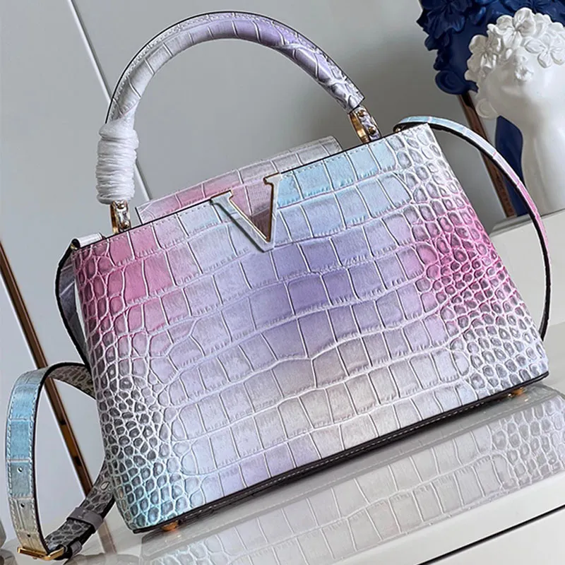 Colorful Crocodile Tote Bag Capsines Bag Women Handbag Crossbody Shoulder Bag Top Mirror Quality ...