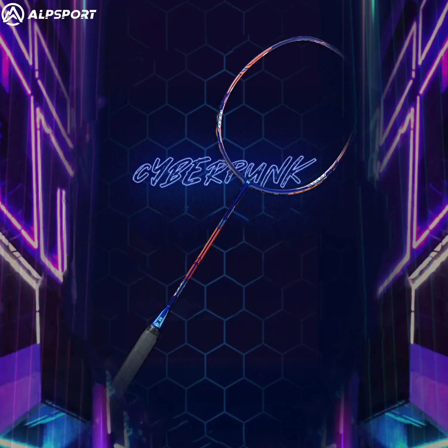 ALP Cyberpunk Intermediate Badminton Racket 4U 82g, 30 Lbs, 100% Full ...