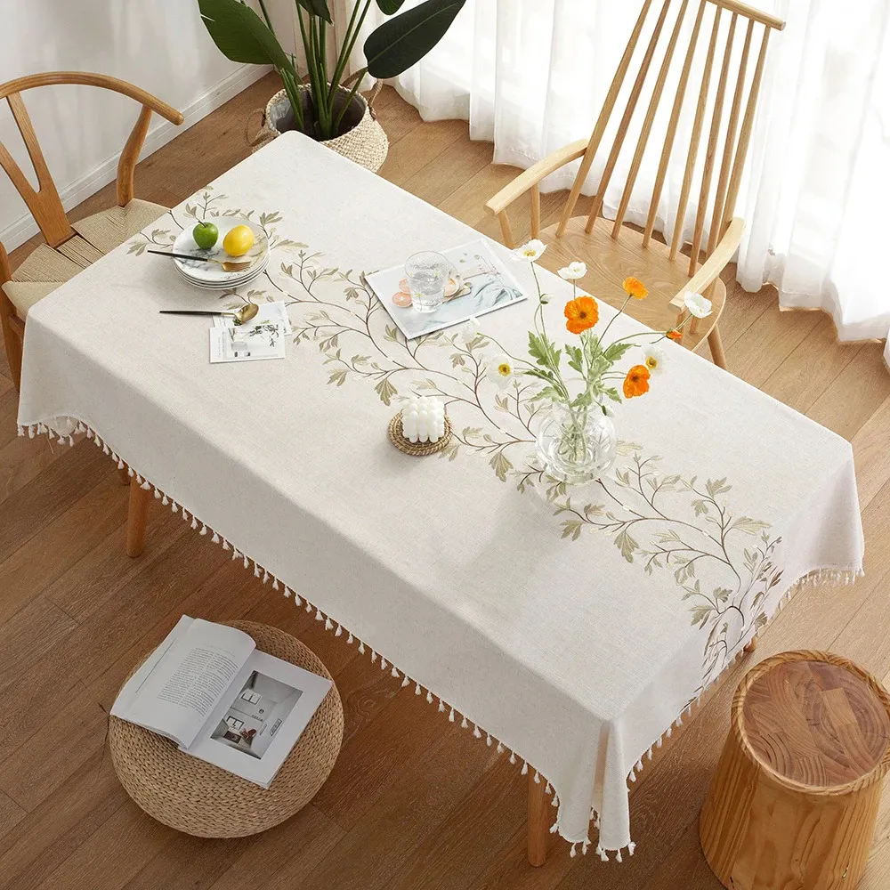 DHgate.com:Tassel Tablecloth, Washable Cotton Linen Table Cover for ...