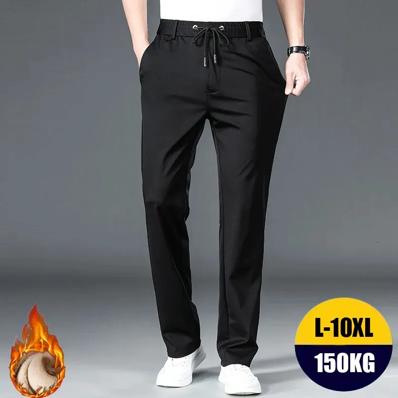 Men's 10XL Oversized Formal Trousers, Winter Elastic Waist Suit Pants ...